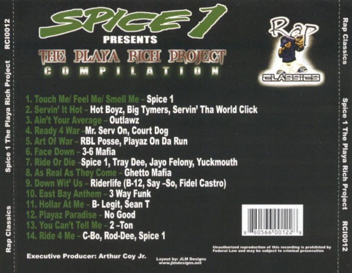 Spice 1 - The Playa Rich Project Compilation (CD) | RAPSOURCE.NET